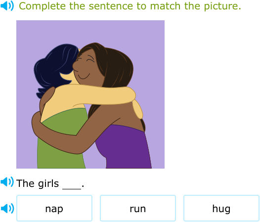 IXL - Complete the sentence with an action verb to match the picture ...