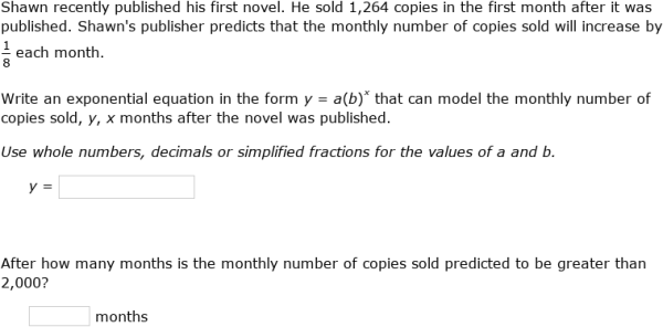 IXL - Write exponential functions: word problems (Year 10 maths practice)