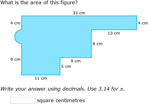 IXL - Area of compound figures with triangles, semicircles and quarter circles (Year 8 maths ...