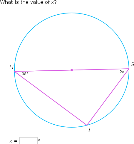 IXL - Angles in inscribed right triangles (Year 12 maths practice)